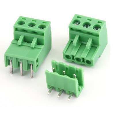 Probots 3 Pin Pluggable Screw Terminal Block Connector - Right Angle-5. ...