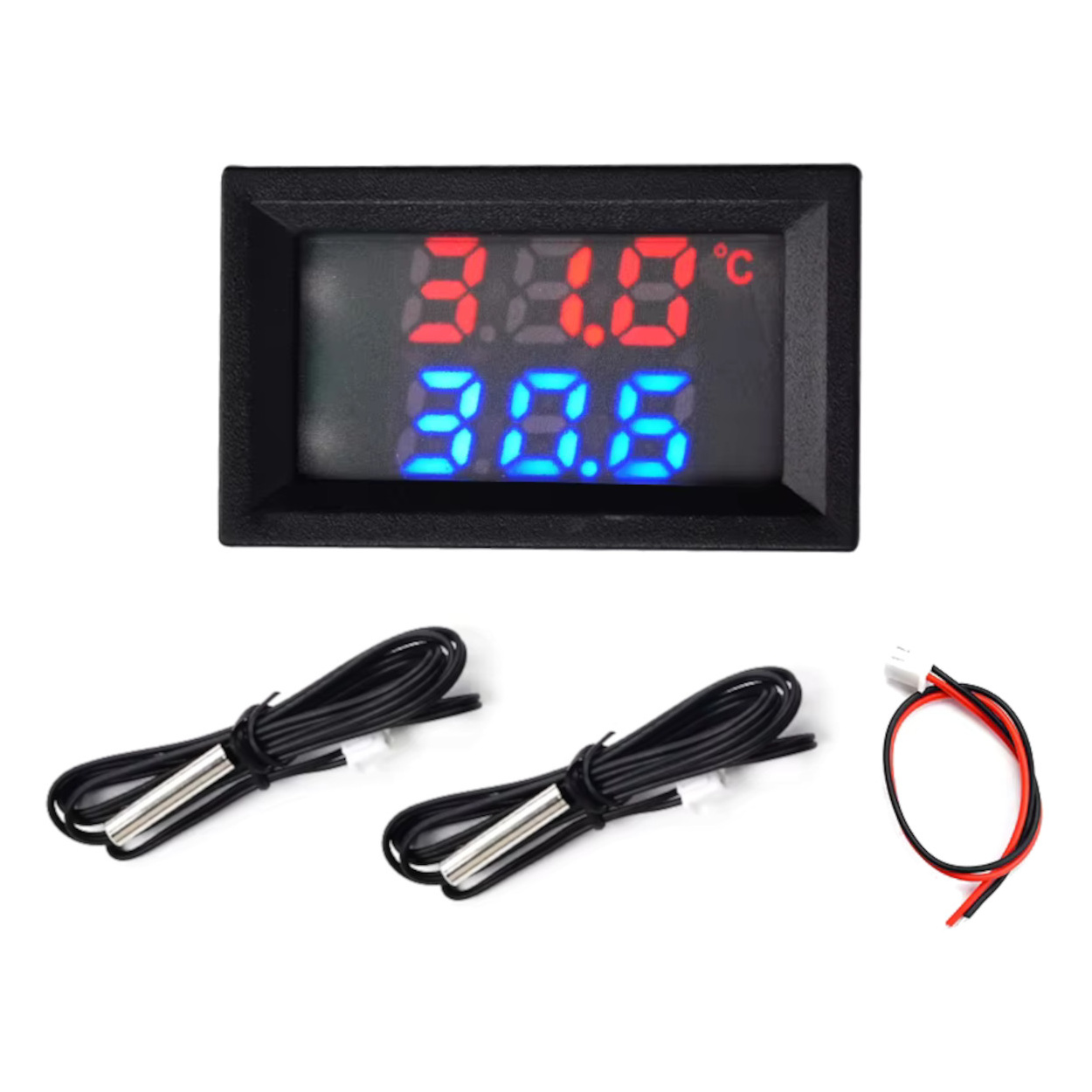 Probots 0.28 Inch Digital Display Voltmeter & Temperature Meter Panel ...