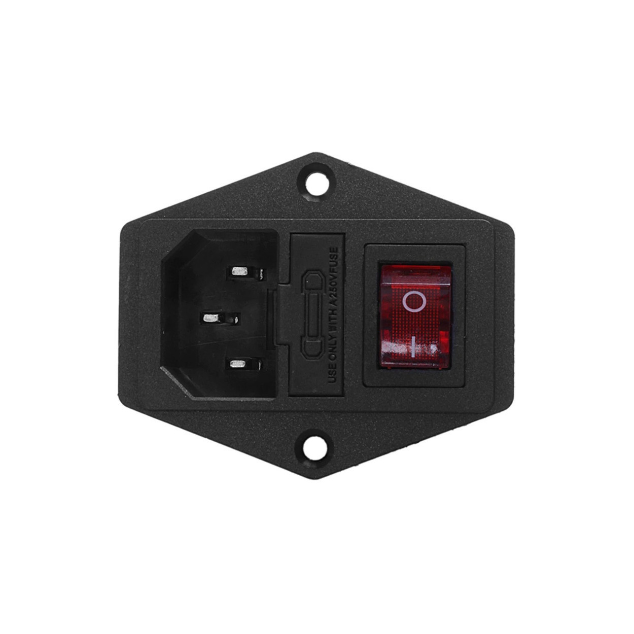 Probots 3 Pin IEC320 C14 AC Power Socket with Fuse Red Rocker Switch ...