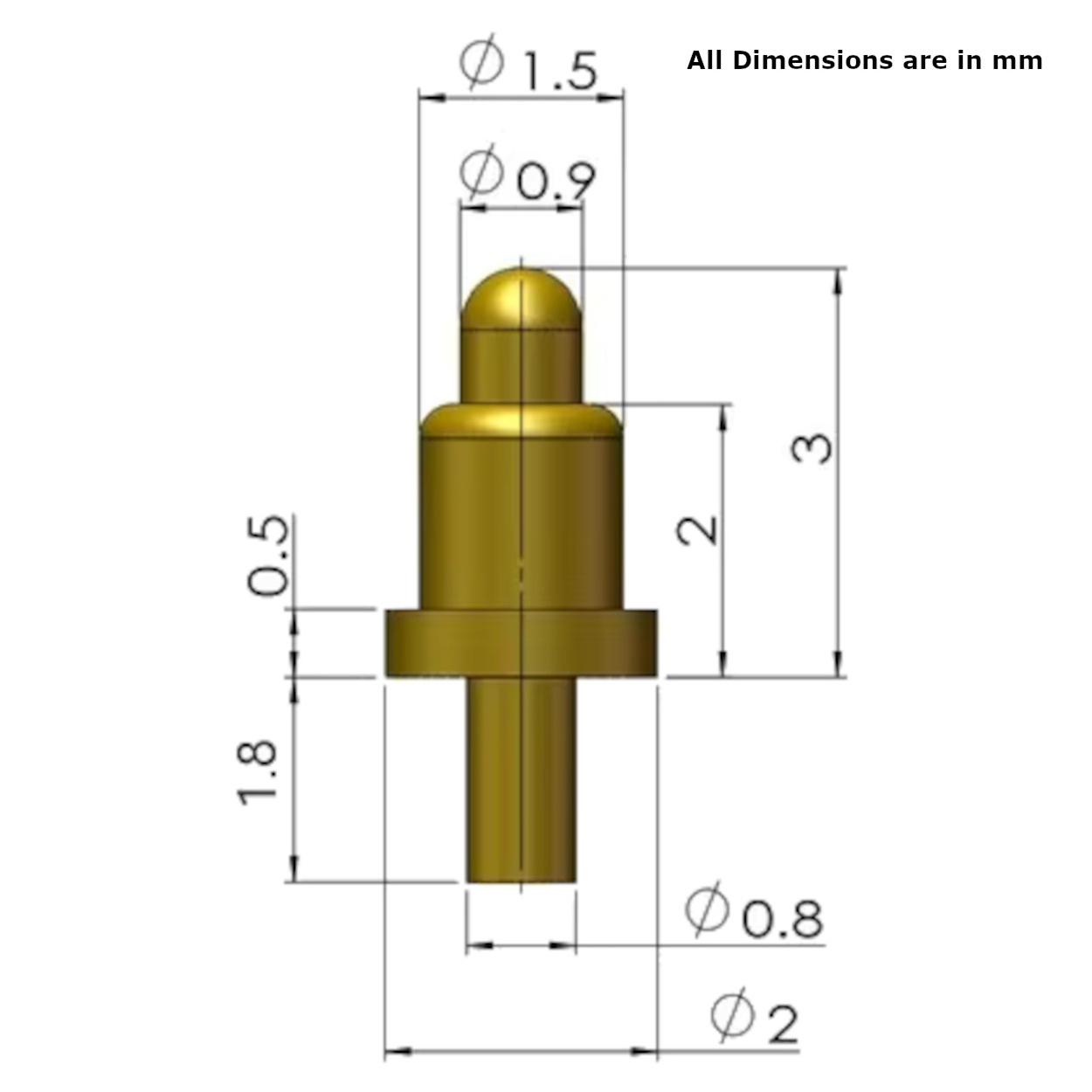 Probots 3mm DIP Spherical Head Tip Pogo Pin for PCB Testing Connector ...
