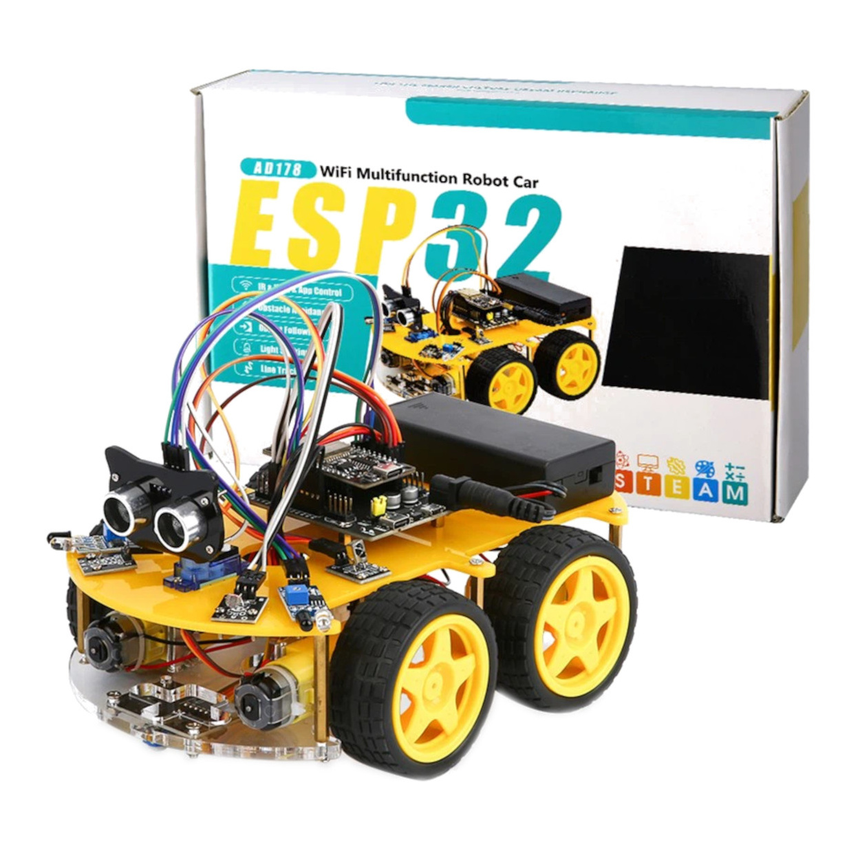 Probots RC 4 Wheel Drive Smart Robot Car With Wifi ESP32 Multifunctional Unassembled DIY Kit Buy ...