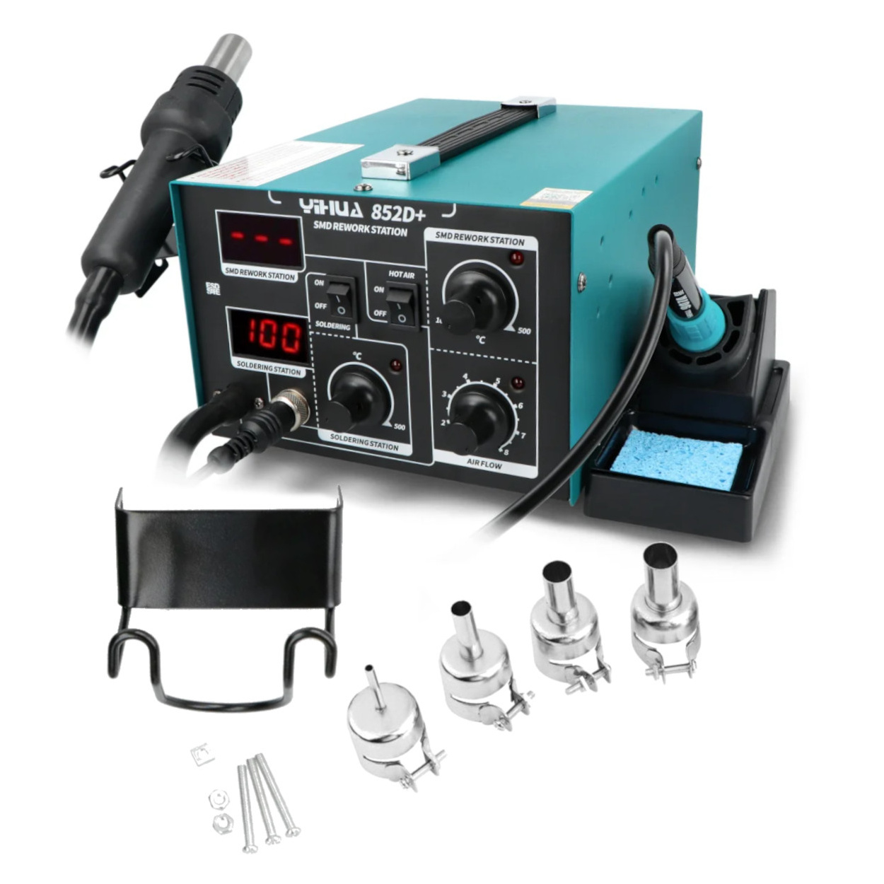 Probots YIHUA 852D+ 2-in-1 Hot Air Gun Soldering Iron Rework Station Adjustable AirFlow Buy ...