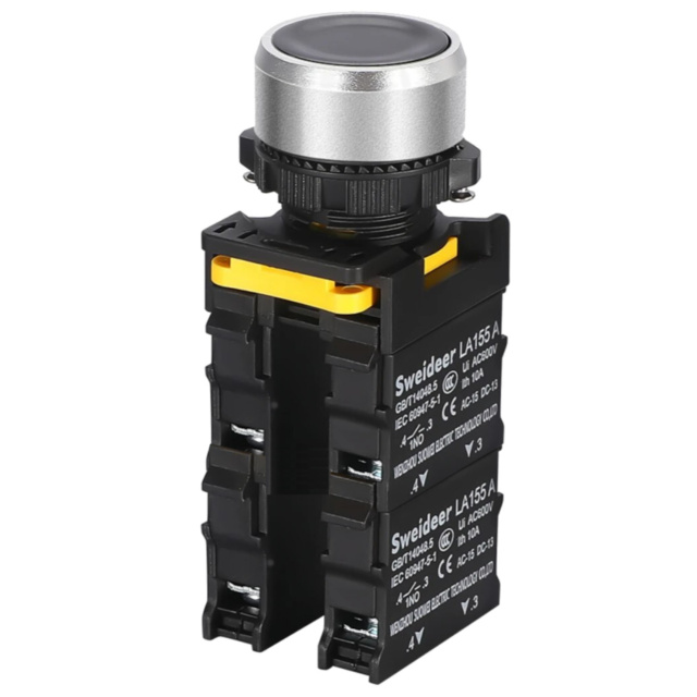 Probots Promax LA155A 10A 22mm Flat Round Head Push Button Momentary Switch Yellow 1NC IP65 Buy ...