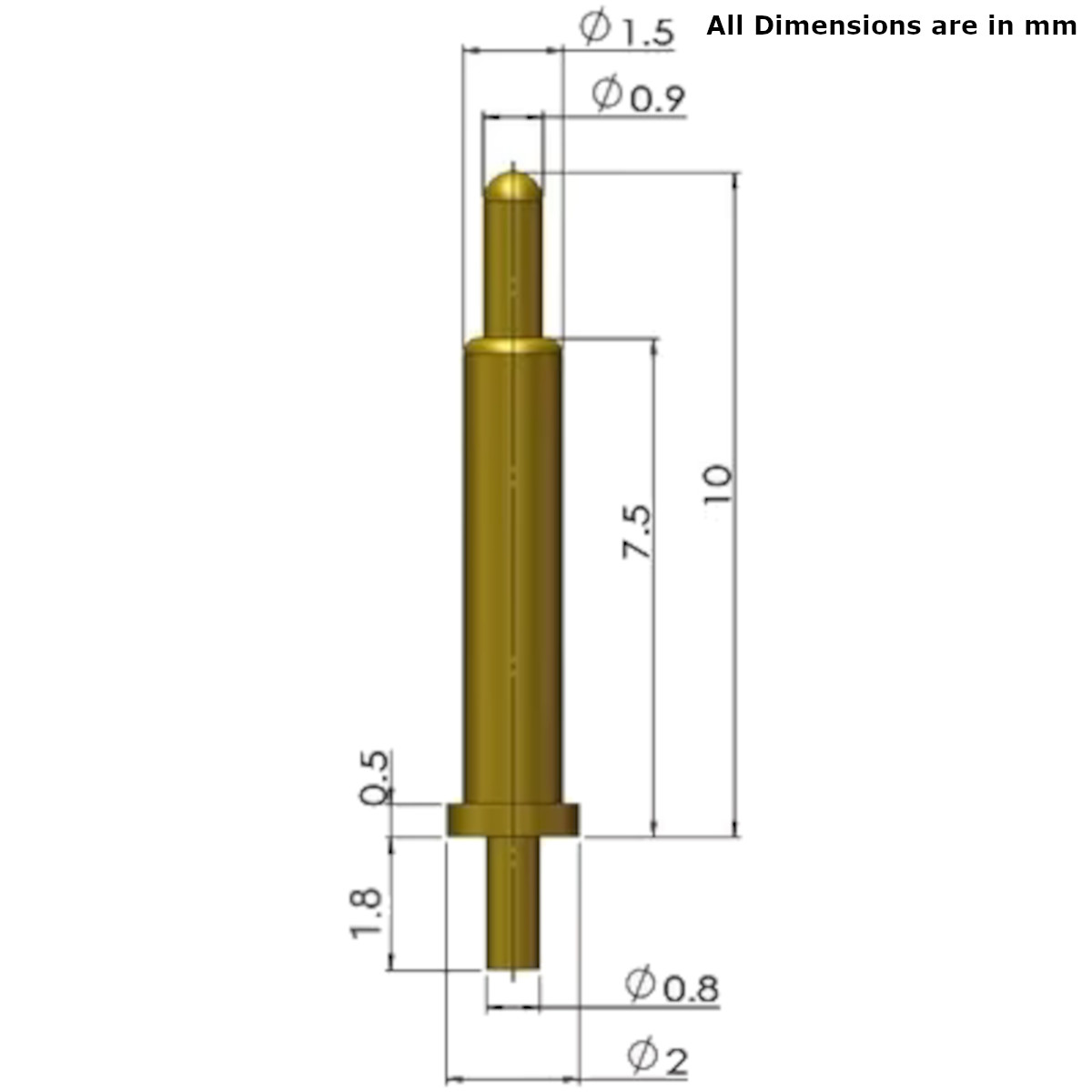 Probots 10mm DIP Spherical Head Tip Pogo Pin for PCB Testing Connector ...