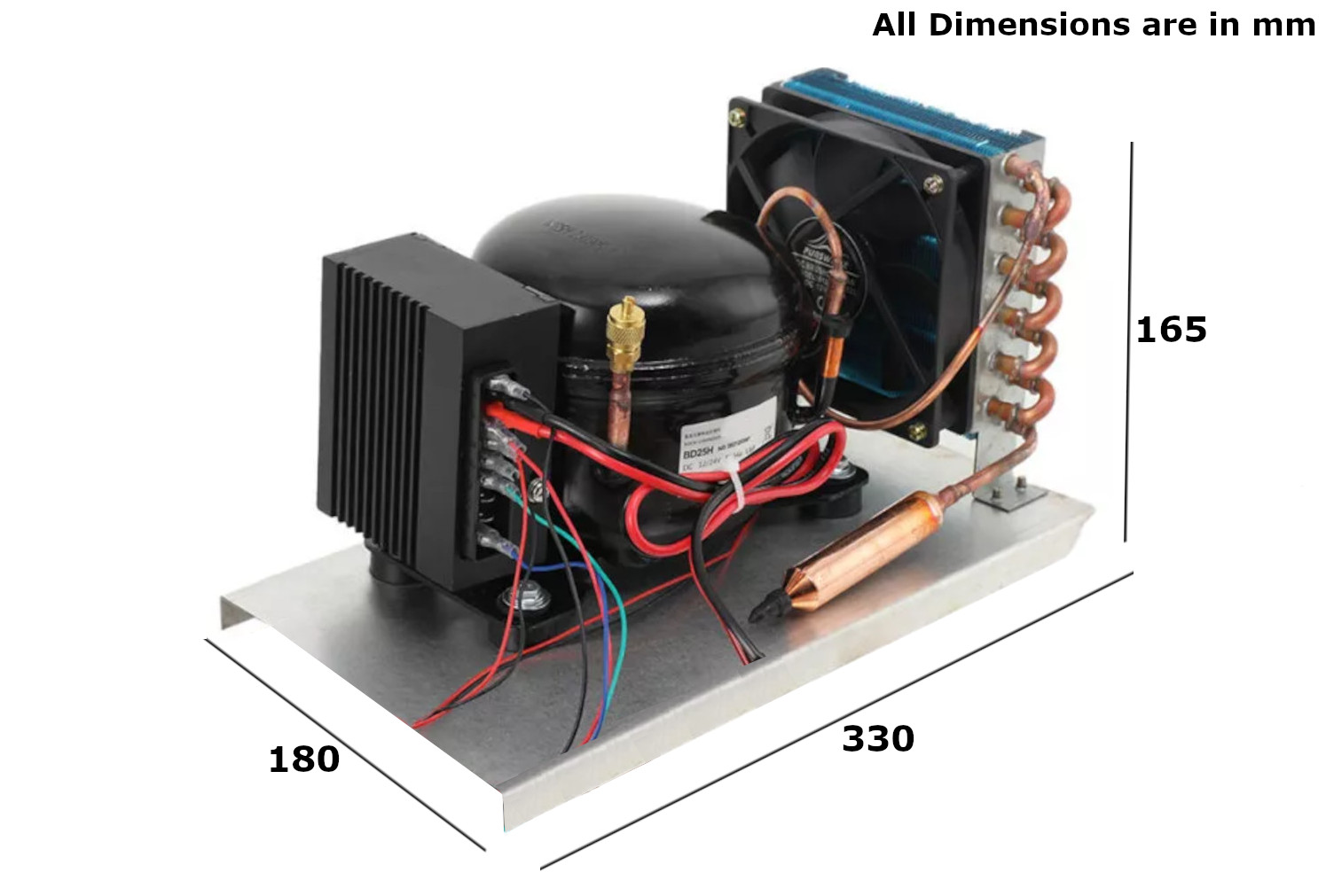 Probots 12-24VDC 75W 252 BTU BD25HC R134A Compressor Small Condensing ...