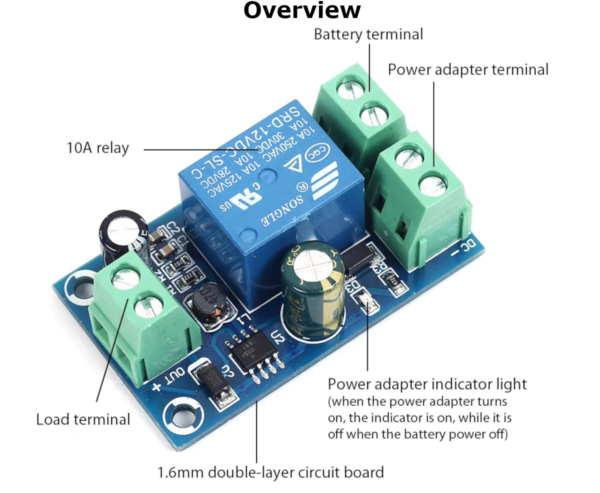 Probots 12-48V DC Power Failure Automatic Switching Relay Module ...
