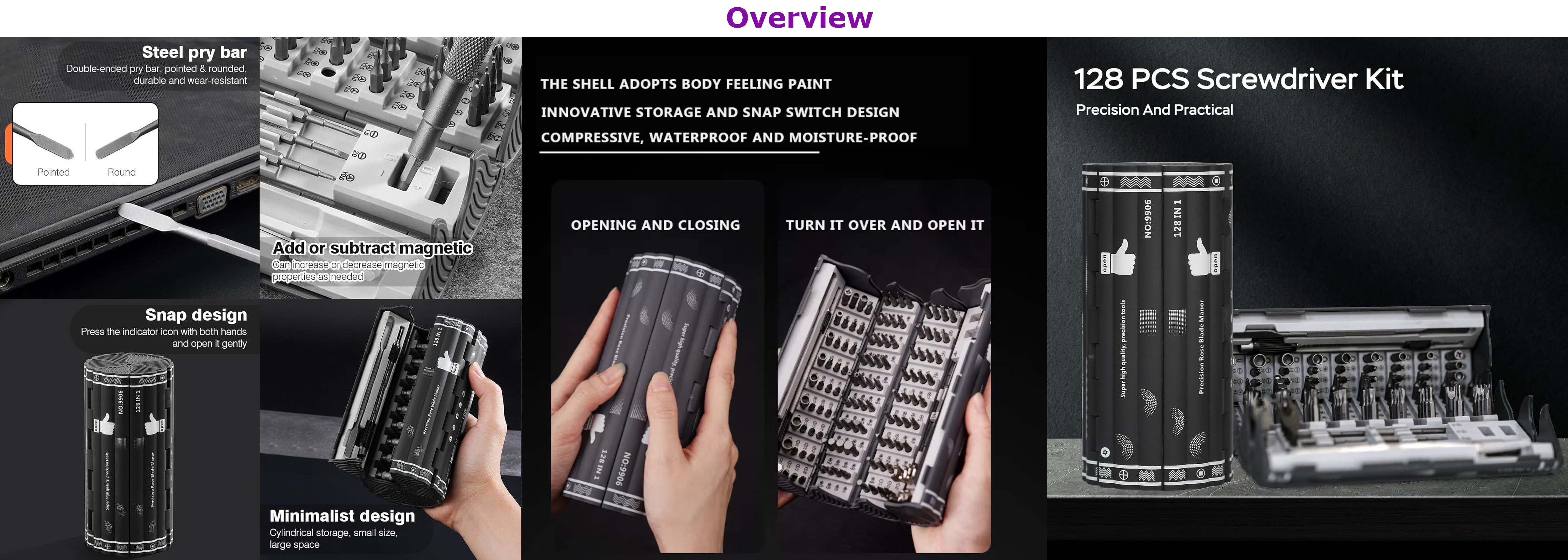 Probots 128 in 1 Cylindrical Screw Driver Precision Multi Tool Kit with ...