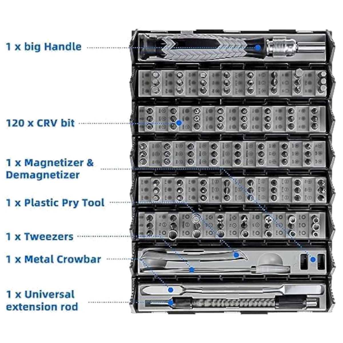 Probots 128 in 1 Cylindrical Screw Driver Precision Multi Tool Kit with ...