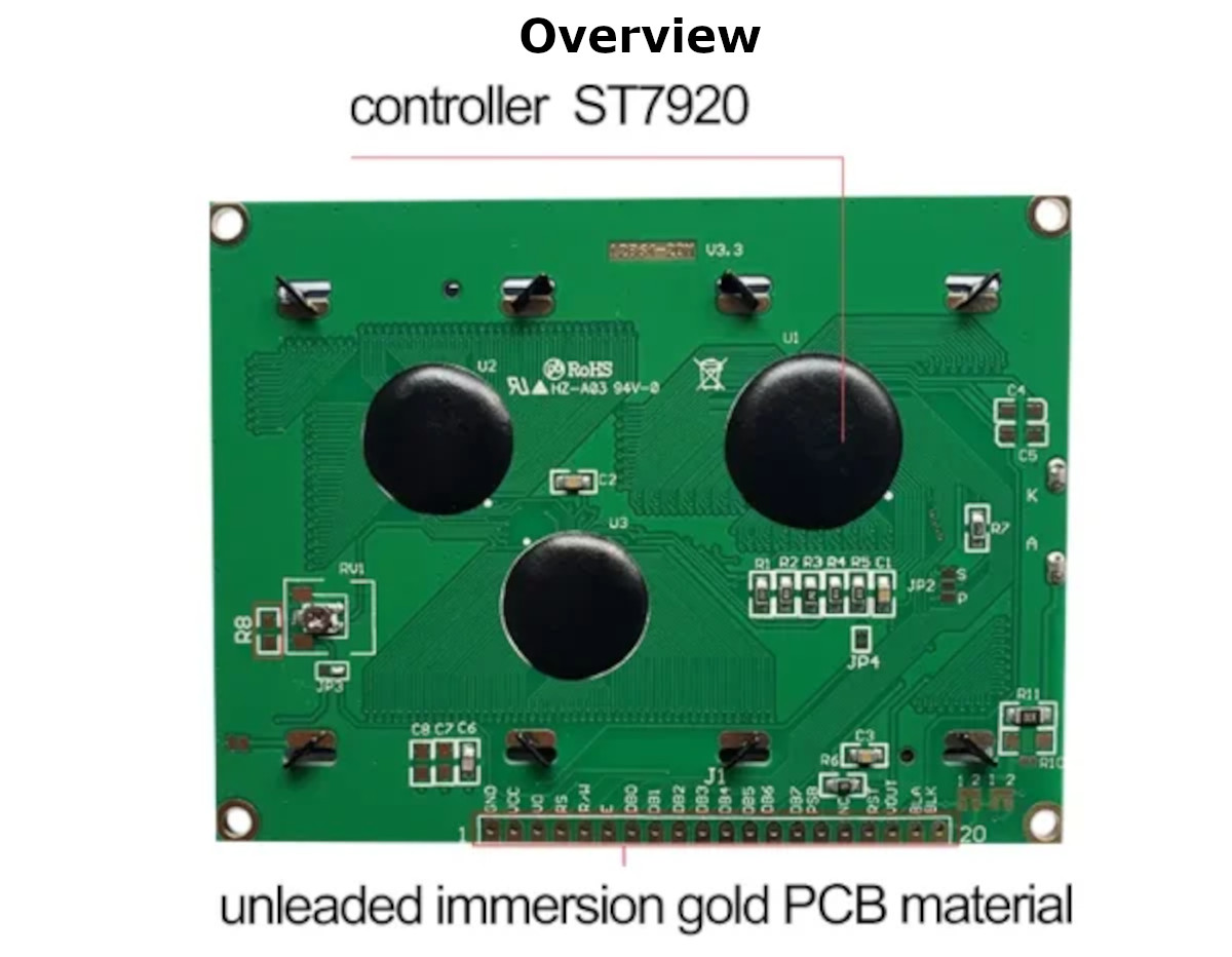 Probots 128 x 64 Dots Graphics Black LCD Display ST7920 SPI Buy Online India