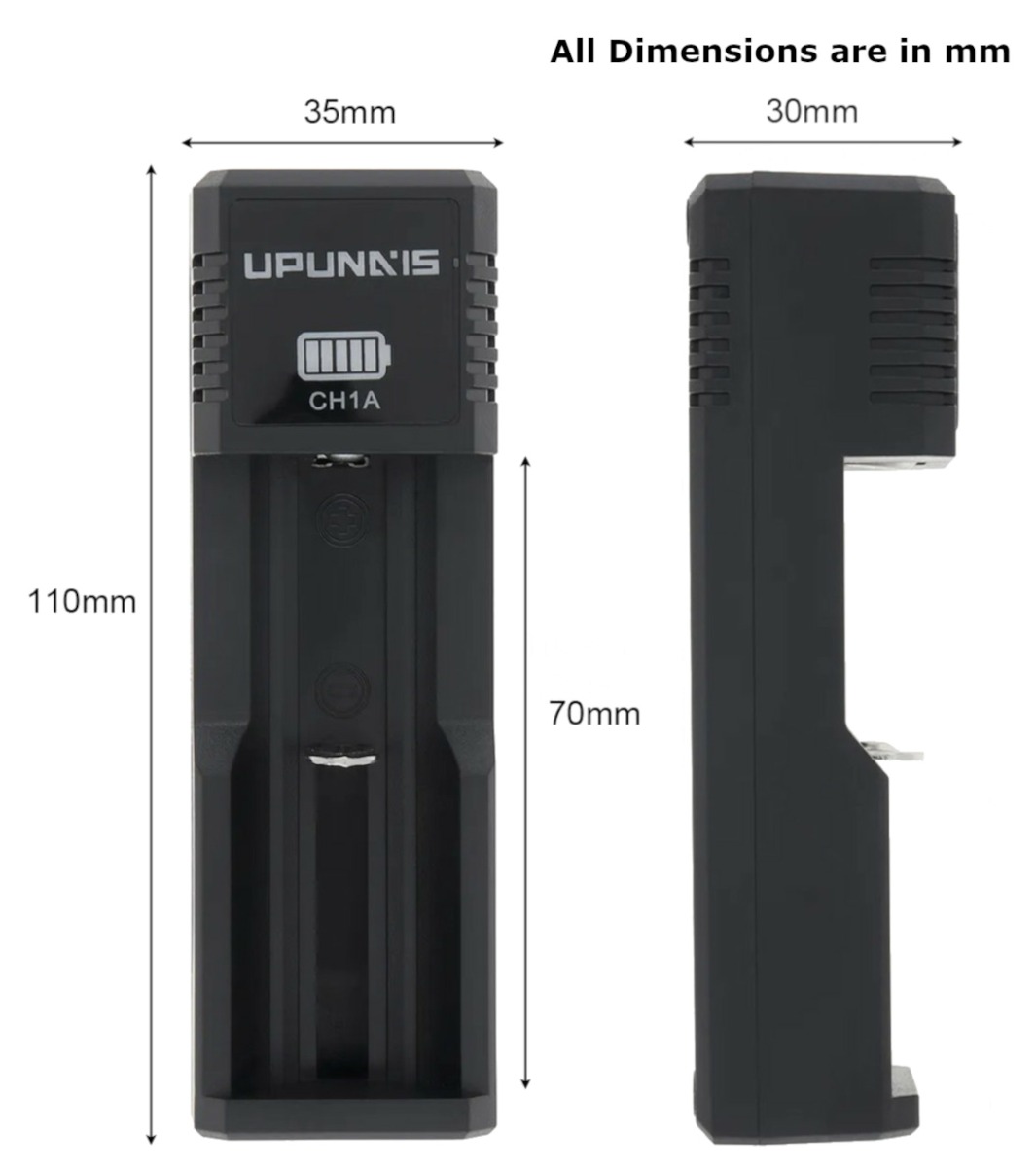 Probots 18650 1 Channel Port Li-Ion Battery Charger USB Type C CH1A ...