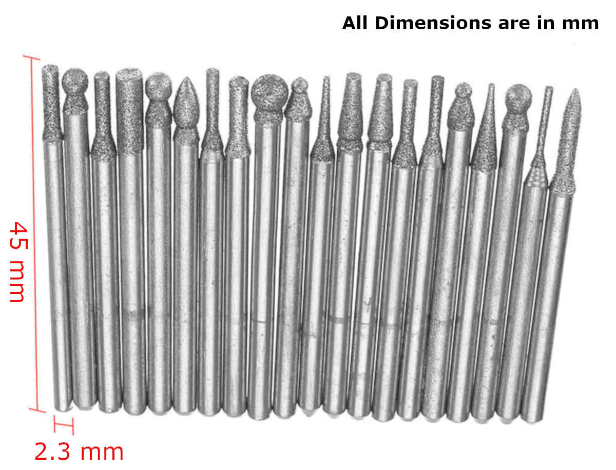 Probots 2.3mm Shank Diamond Burrs Set Abrasive Polishing Grinding Head ...