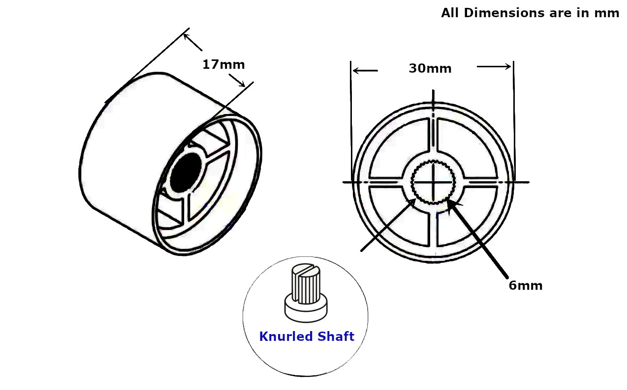 Probots 30mm Knurled Shaft Potentiometer Knob Rotary Switch Cap Gold ...
