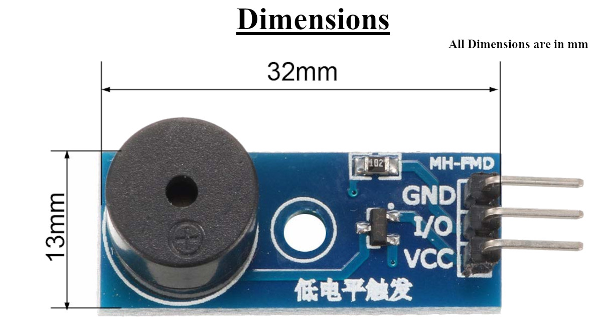 Probots Passive Buzzer Module | 3.3V-5V Low-Level Trigger Buy Online India