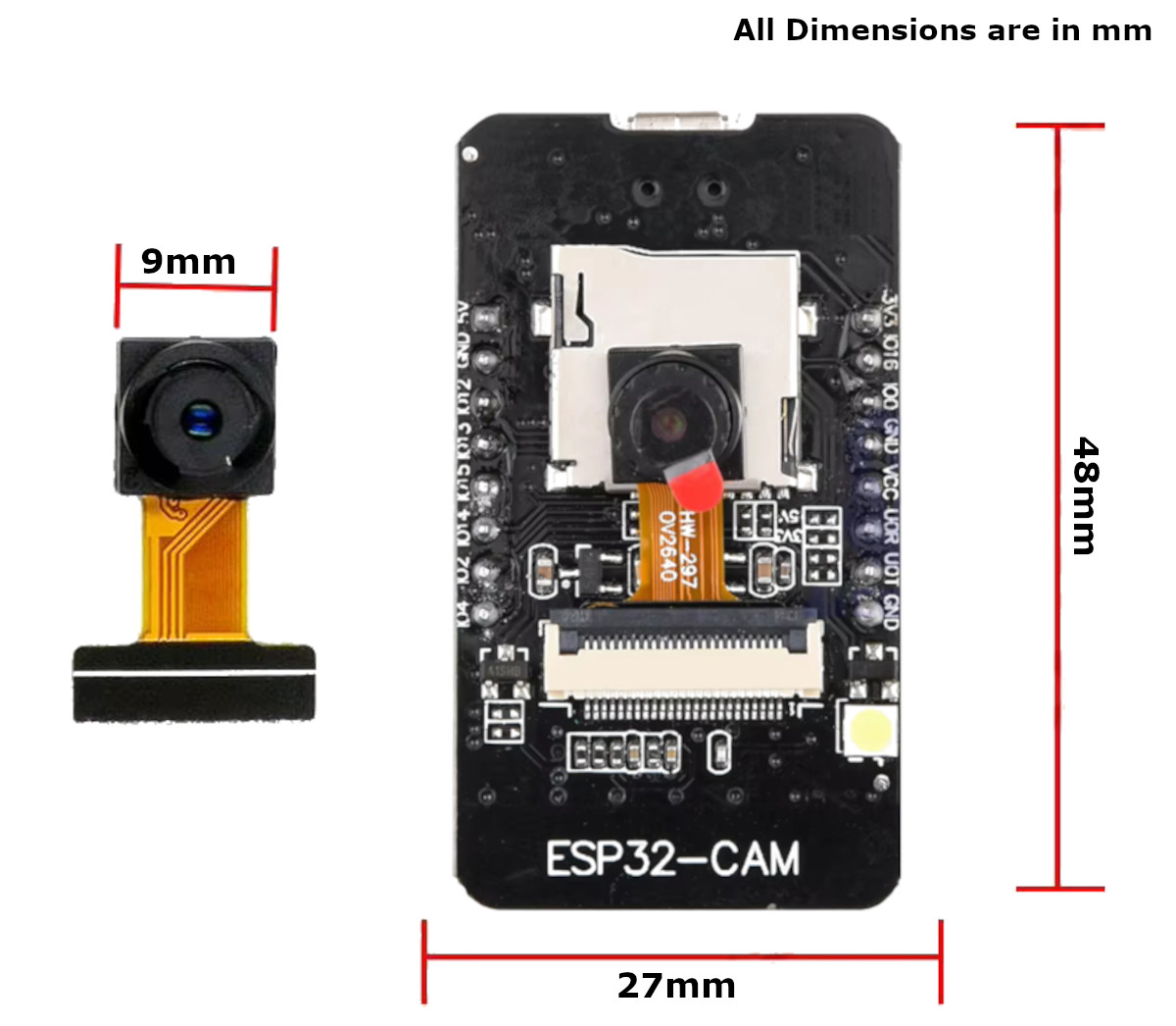 Probots ESP32 S-CAM-MB Module with onboard CH340G Serial Micro B USB ...