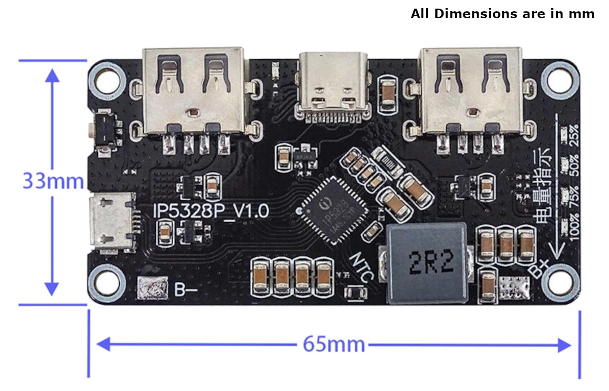 Probots IP5328P Boost Fast Bidirectional Charging Module Lithium Battery to USB 5v 9v 12v 18W ...
