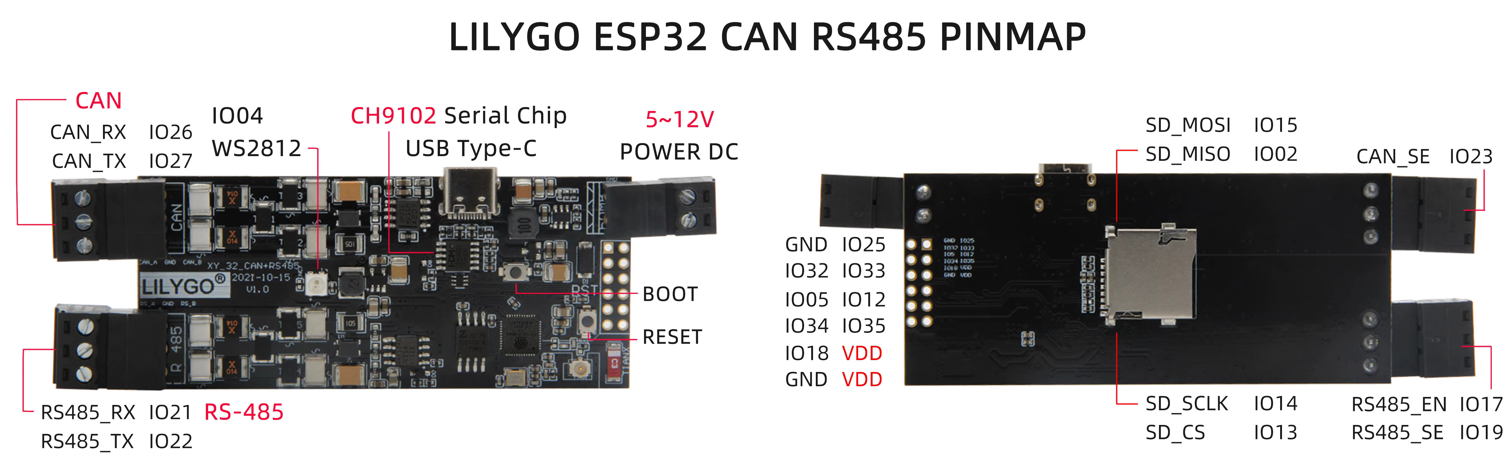 Probots LILYGO TTGO T-CAN485 ESP32 CAN RS-485 Module Development Board TF Card WIFI Bluetooth ...