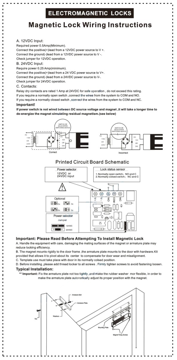 Probots LockIT Electromagnetic Door Lock 12V for Access Control Door ...