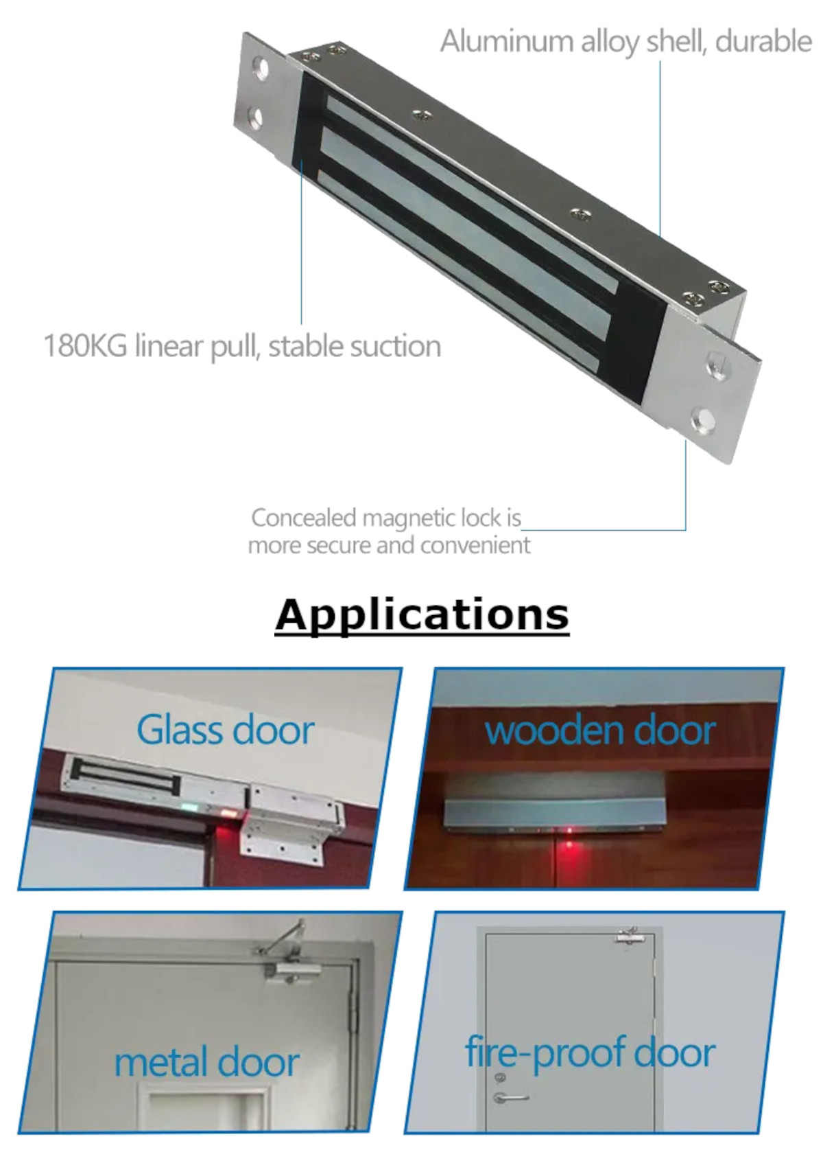 Probots LockIT LEML-180-12 Concealed Electromagnetic Door Lock 180kg 12V Access Control Door ...