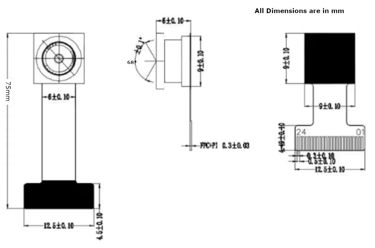 Probots OV2640 68 Degree 2MP Camera Module 24pin 75mm Buy Online India
