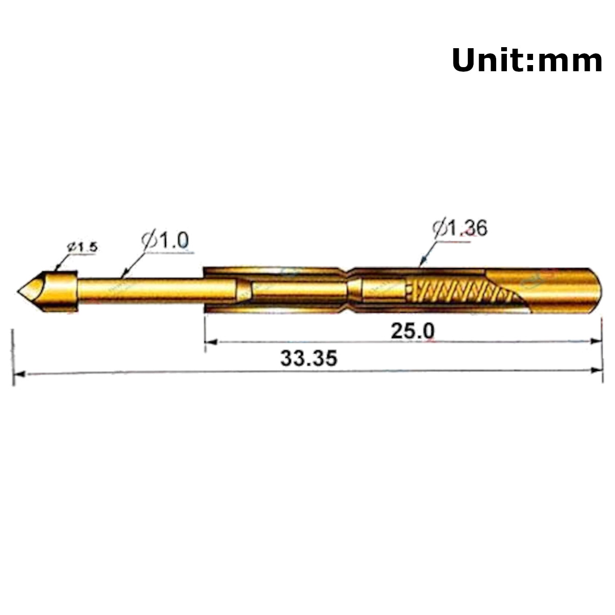 Probots P100-T2 Pogo Pin with Cone Pointed Head for PCB Testing ...
