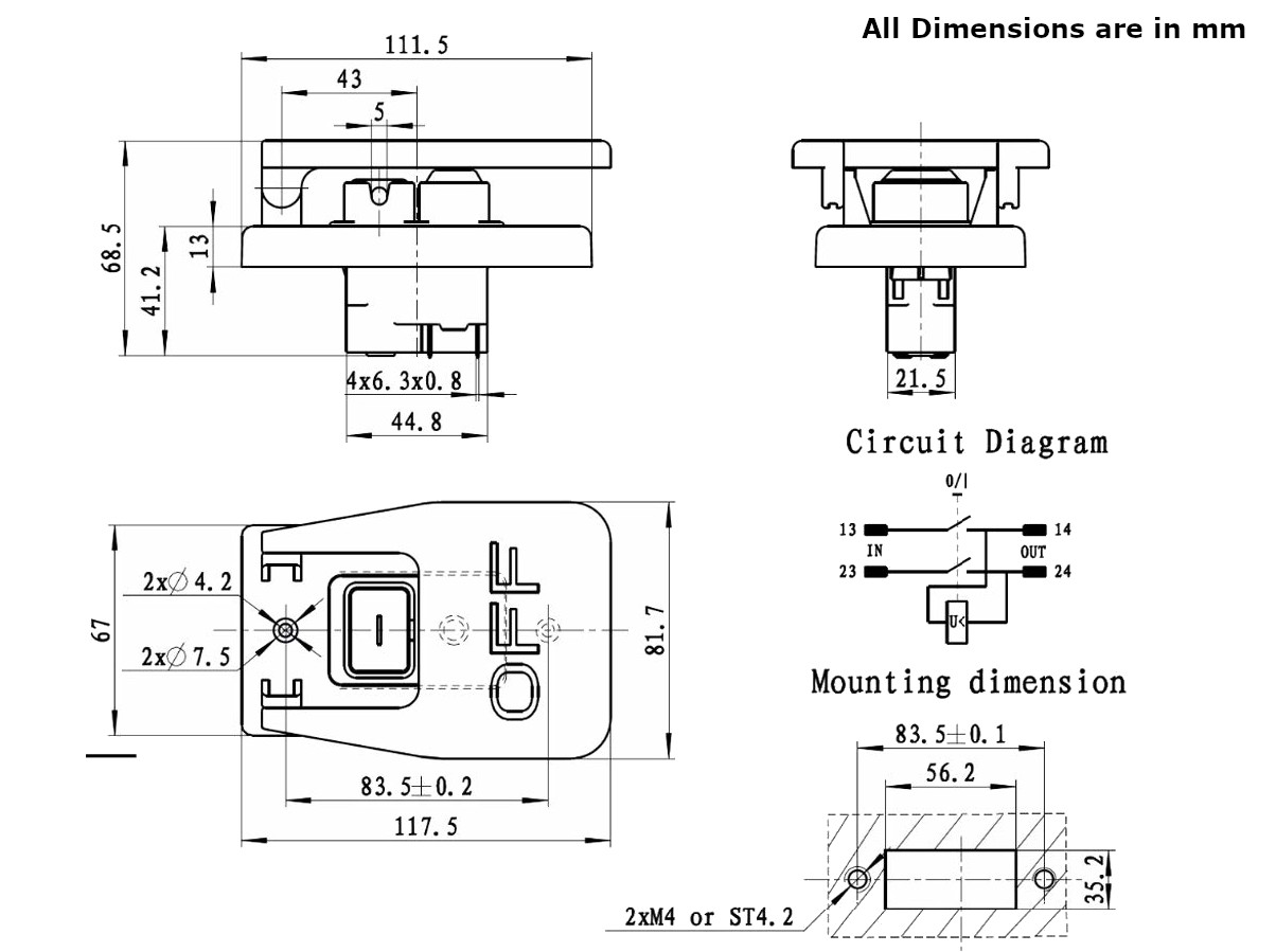 Probots Promax 15A 250V Electromagnetic Start Stop Push Button Paddle ...