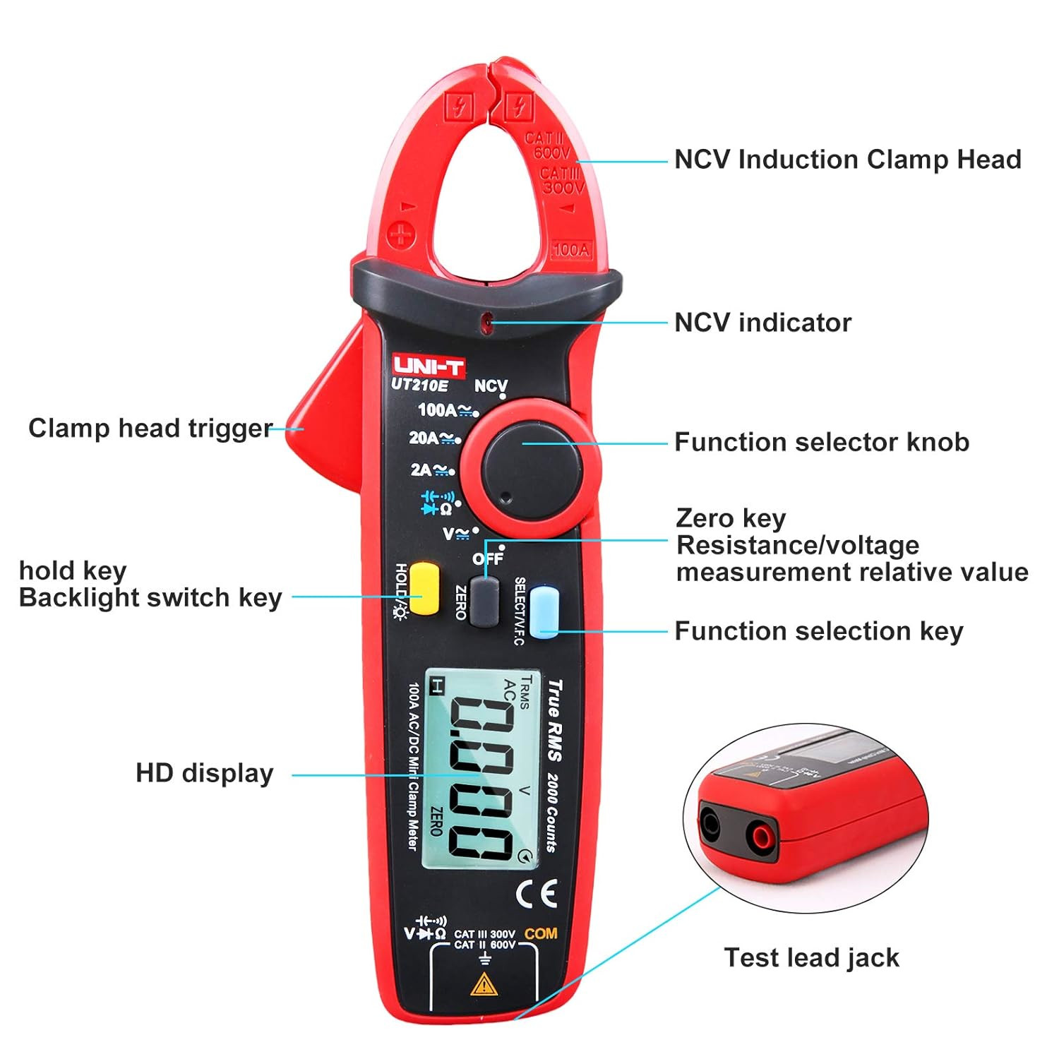 Probots UT210E Mini Clamp Meter 100A AC DC Current UNI-T Multimeter Buy ...