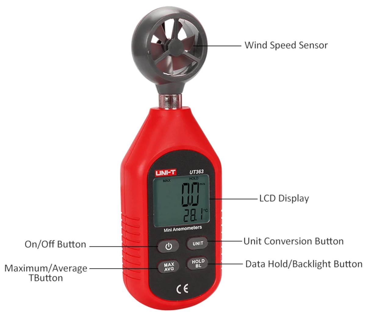 Probots UT363 Digital Mini Anemometer UNI-T Wind Speed Measurement Temperature Meter Buy Online ...