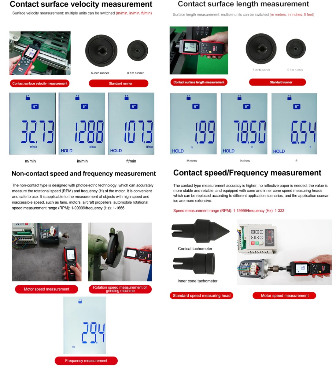 Probots UT372D 2-in-1 contact and non-contact Tachometer UNI-T RPM Measuring Meter Buy Online ...