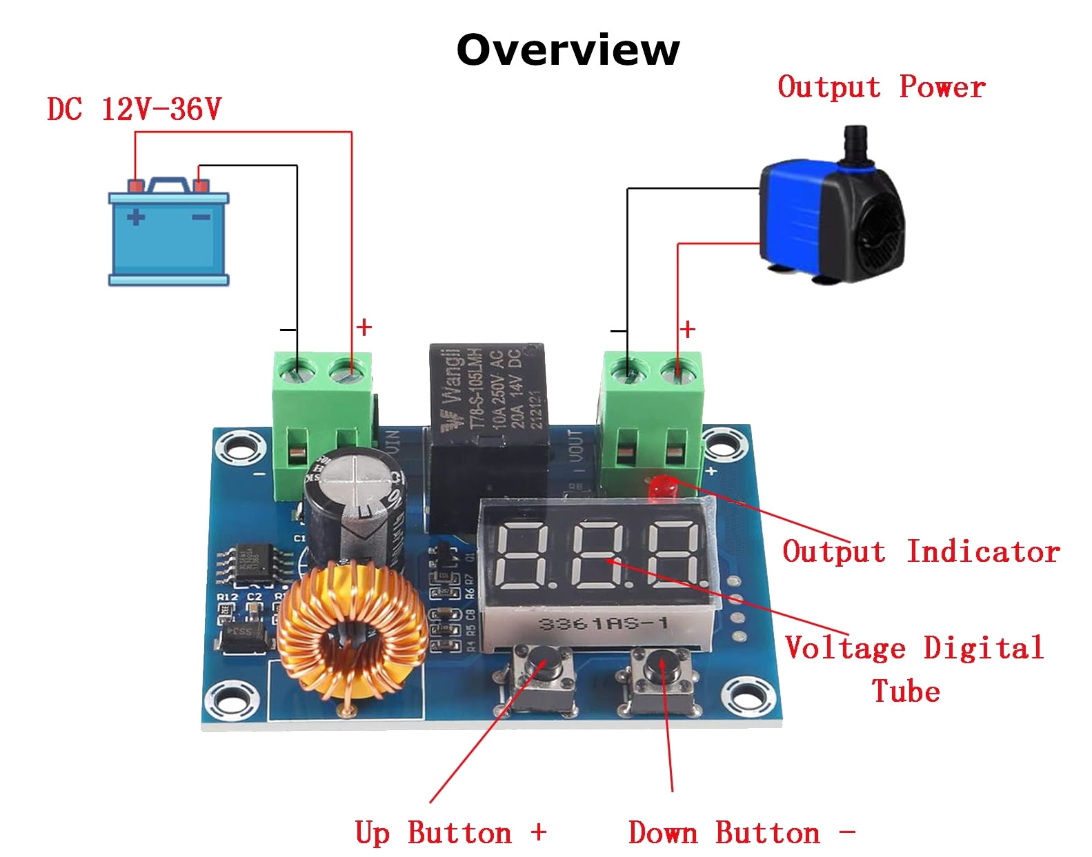 Probots XH-M609 DC 12V-36V Battery Over Voltage Discharge Protection ...