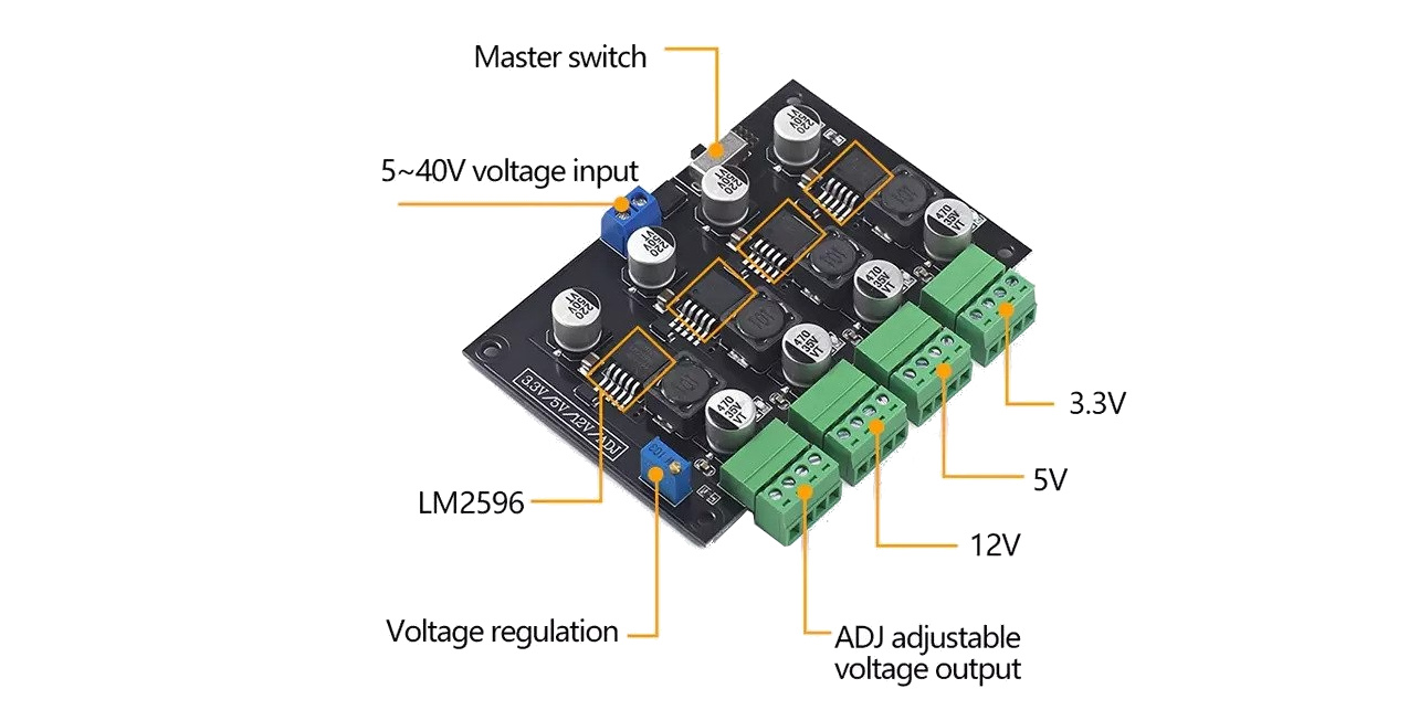 Probots LM2596 Multi-Channel Switching Power Supply Module 4-Output 3 ...